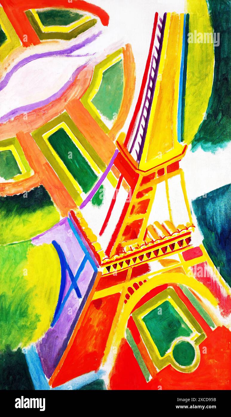 Robert Delaunay's Eiffel Tower (1924) painting. Original public domain ...