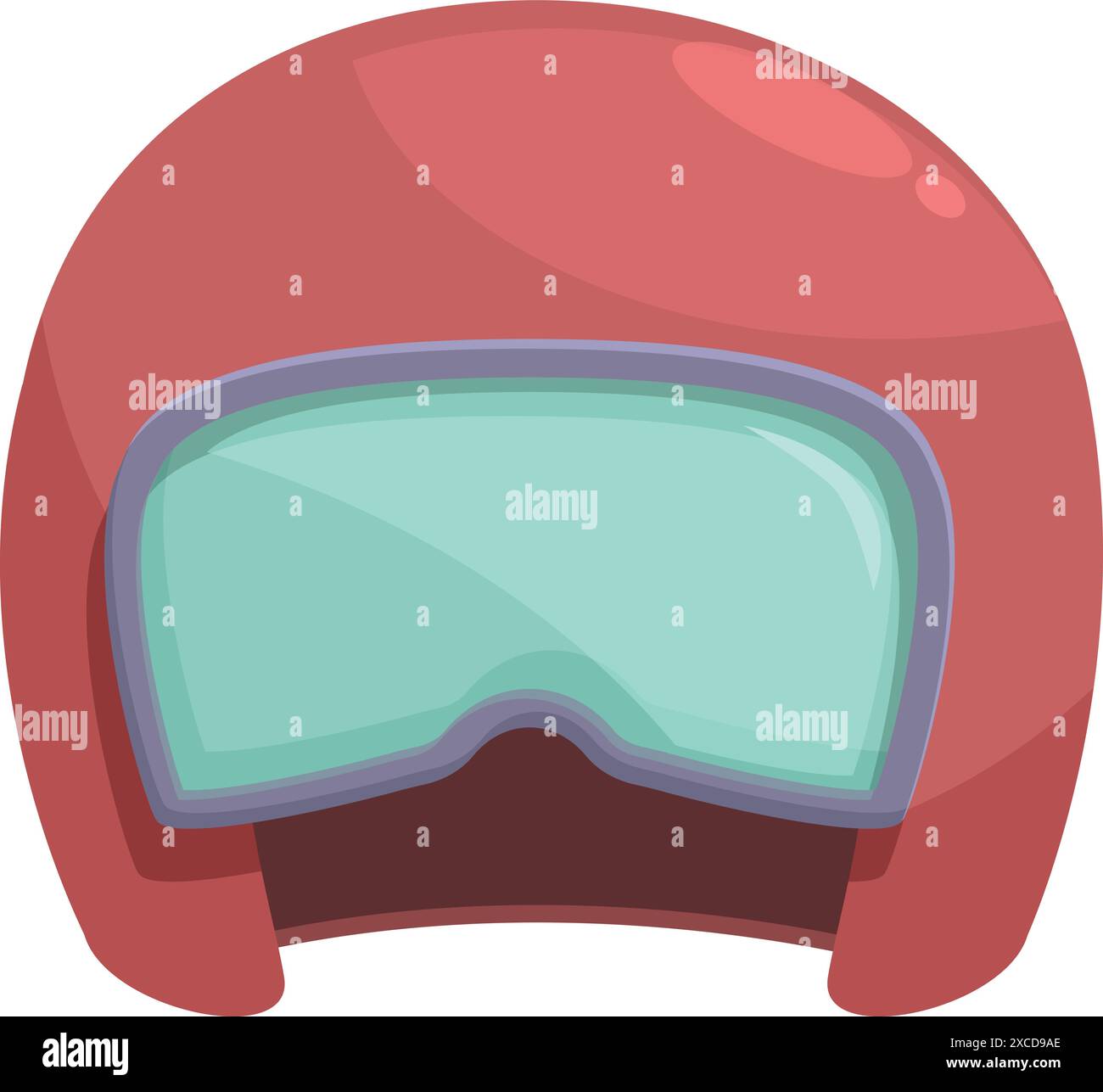 Red helmet with a transparent visor for driving a motorcycle, moped or ...