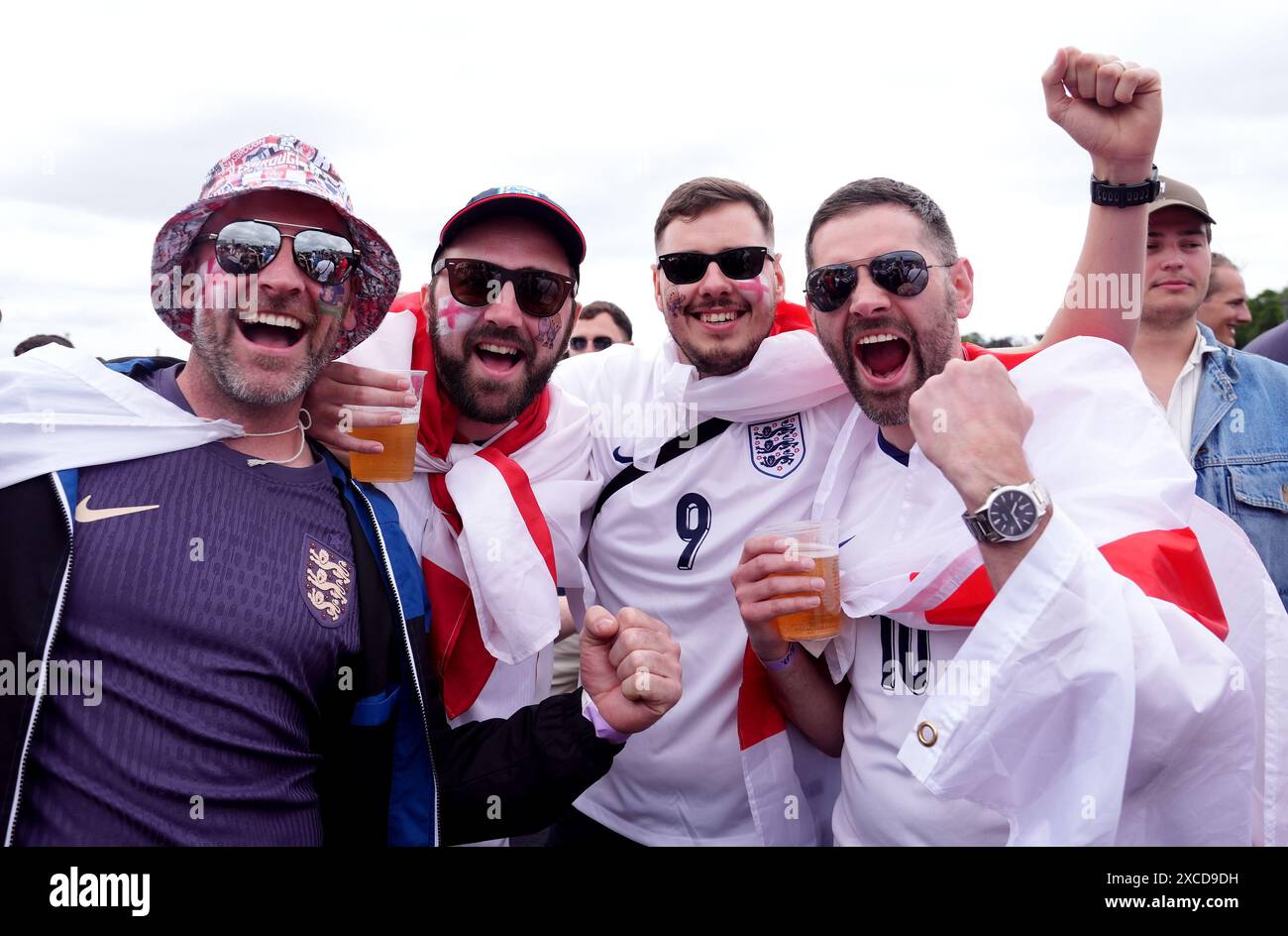 England fans in a fan park near the ground ahead of the UEFA Euro 2024 ...