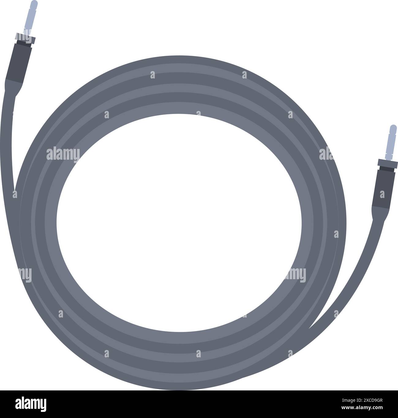 Long audio jack cable is coiled up neatly, ready to connect audio ...