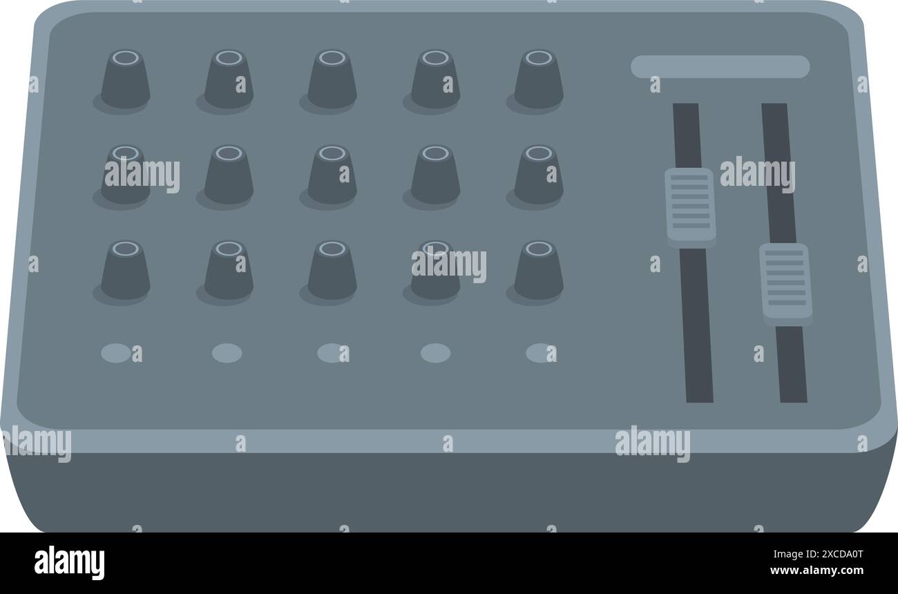 Modern audio mixing console featuring knobs and faders for adjusting ...
