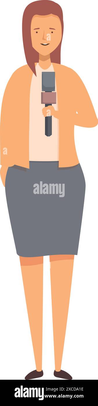 Confident female journalist is holding a microphone hi-res stock photography and images - Alamy