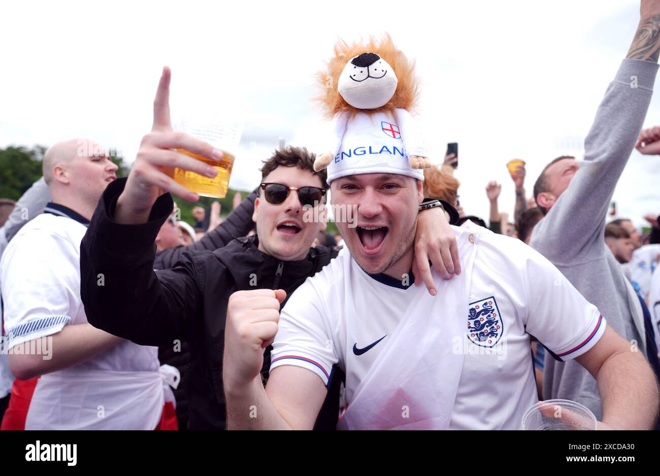 England fans in a fan park near the ground ahead of the UEFA Euro 2024 ...