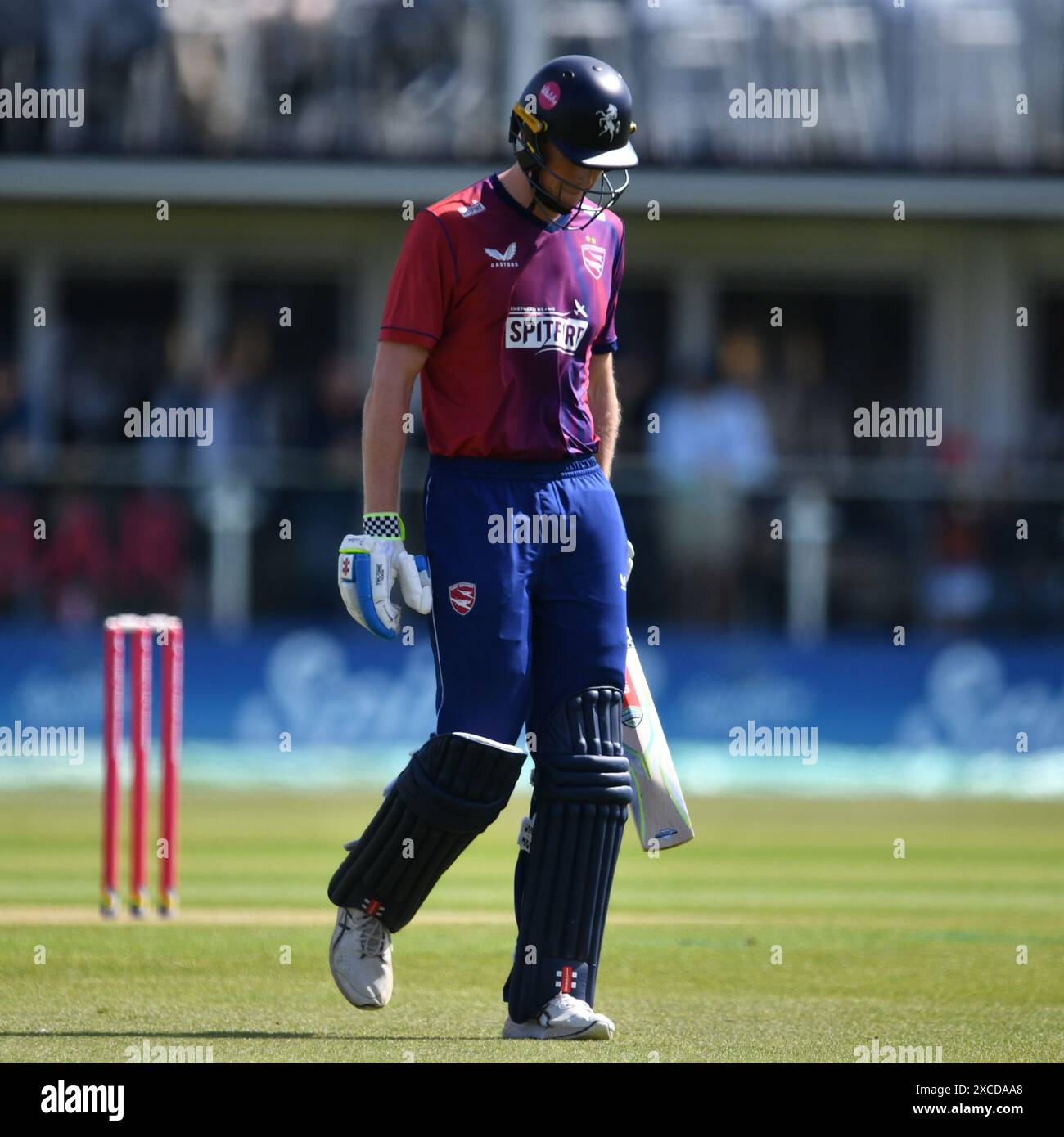 Canterbury, England. 16th Jun 2024. Zak Crawley walks off during the ...