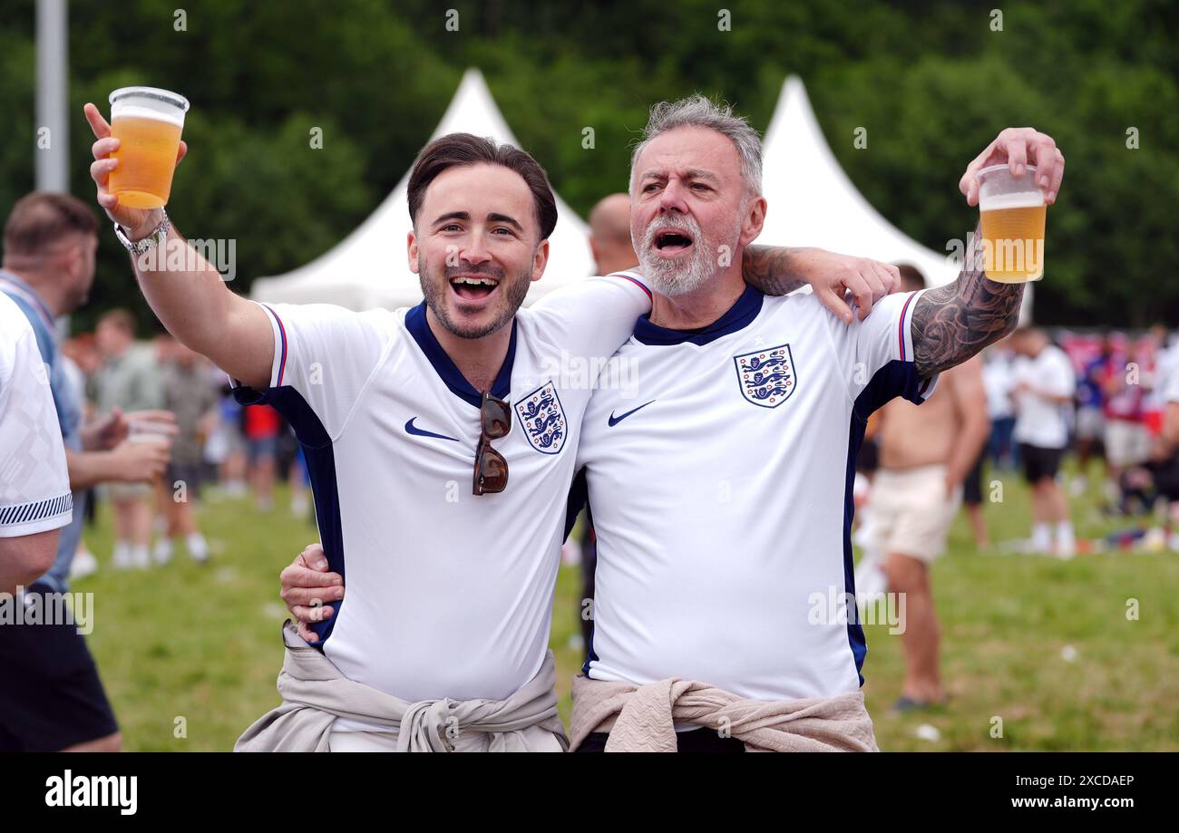 England fans in a fan park near the ground ahead of the UEFA Euro 2024 ...