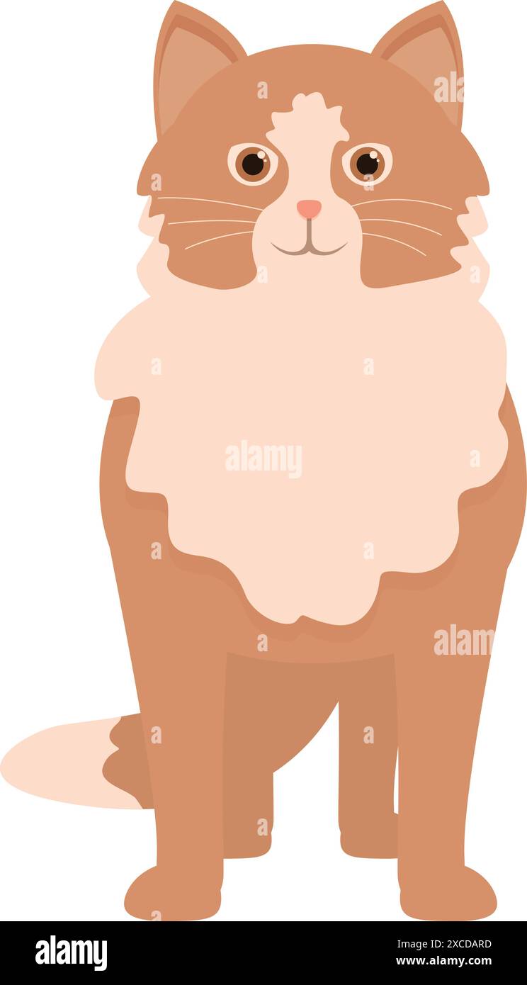 Cute cartoon tabby cat is standing with its tail slightly curled Stock ...