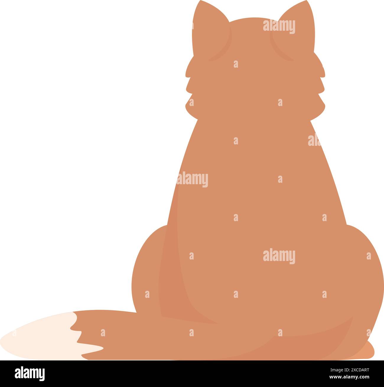 Simple cartoon style illustration of a red fox sitting and showing its ...