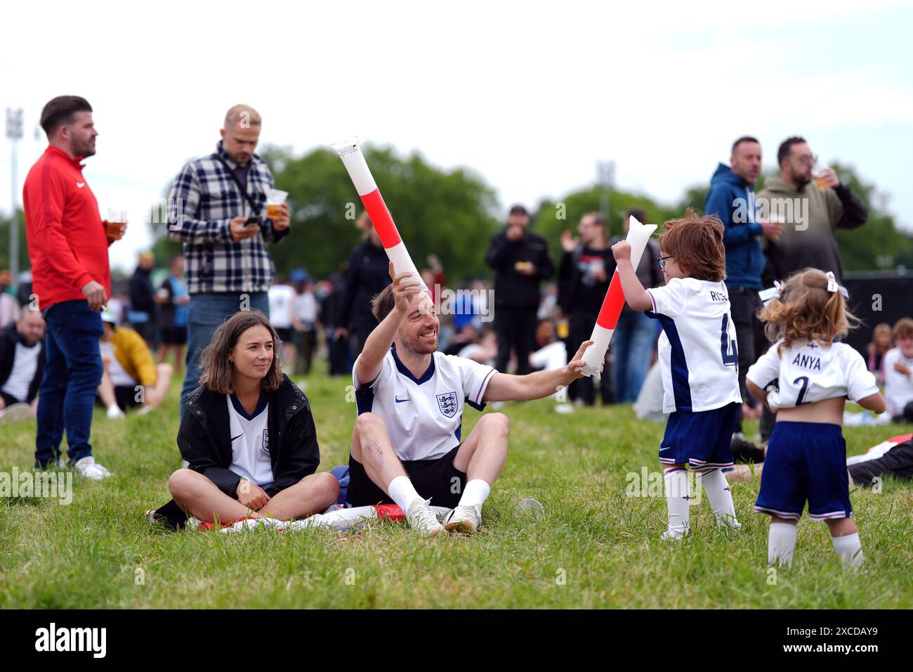 England fans in a fan park near the ground ahead of the UEFA Euro 2024 ...