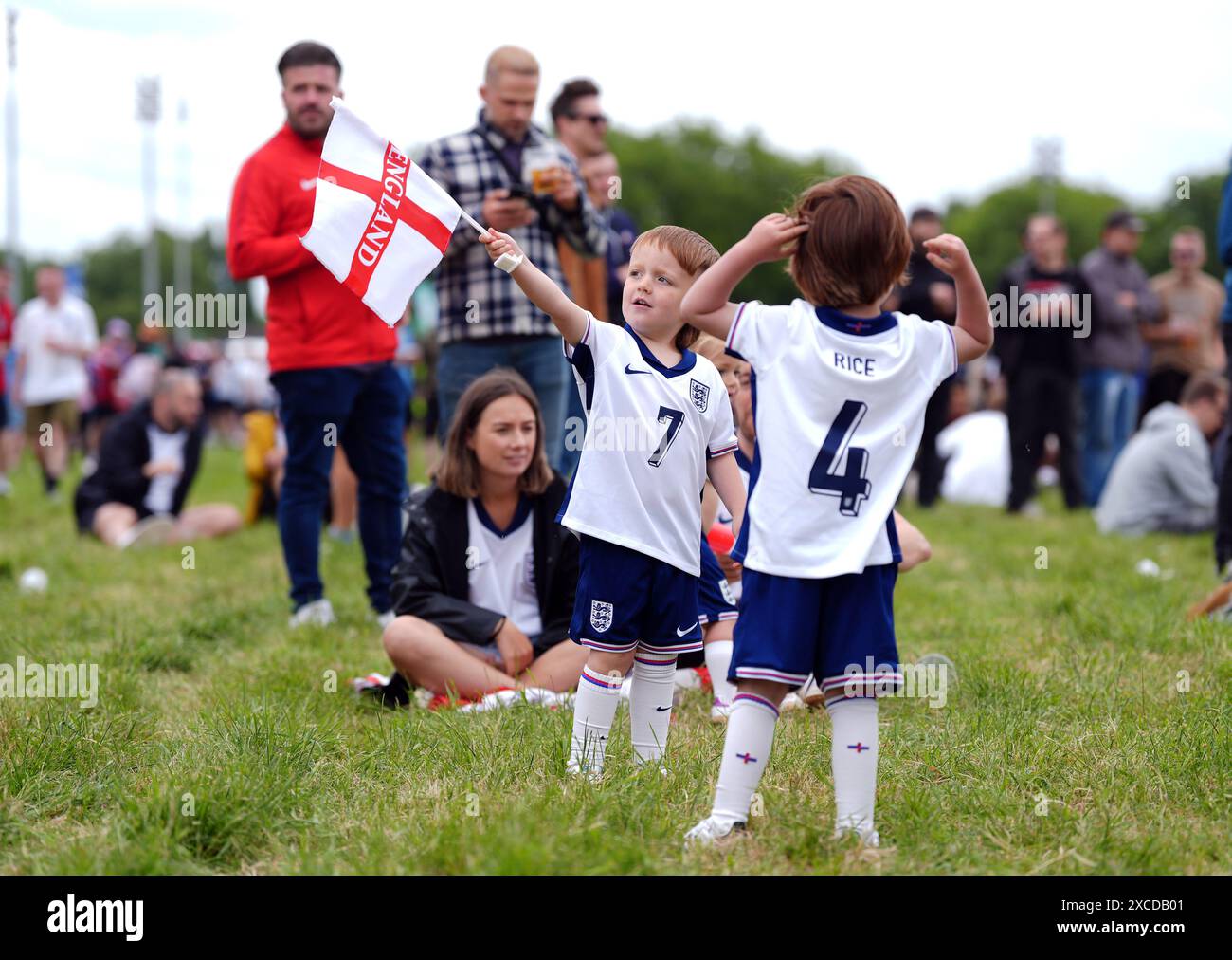 England fans in a fan park near the ground ahead of the UEFA Euro 2024 ...