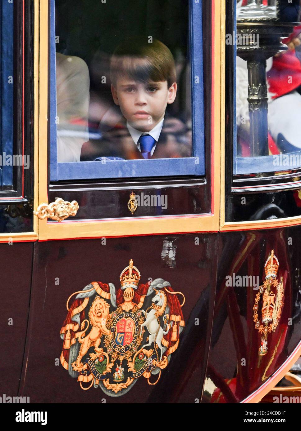 London, England. UK. 15 June 2024. Prince Louis travels down the Mall ...