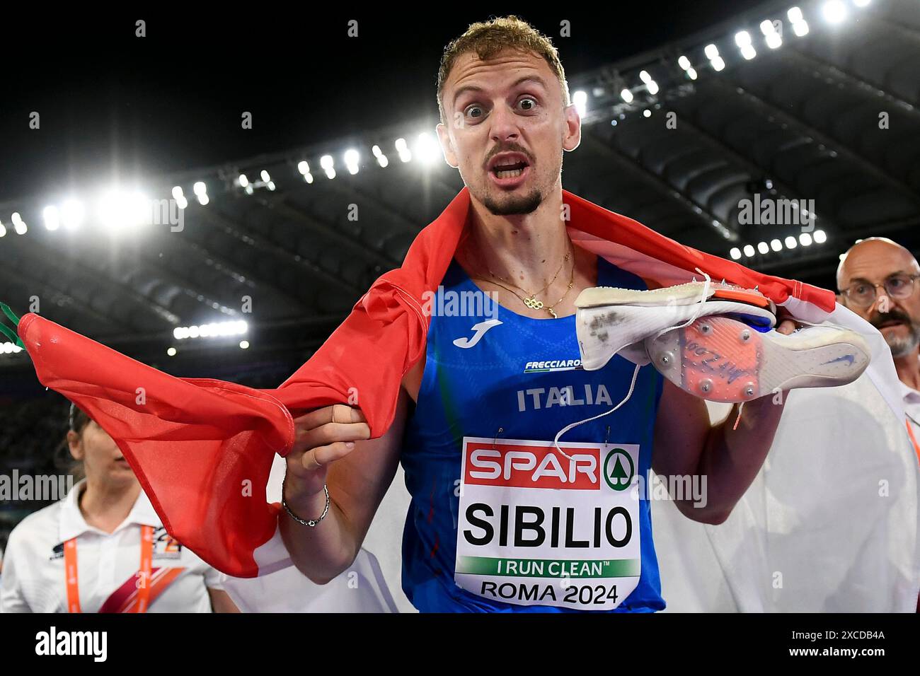 Alessandro Sibilio of Italy celebrates after competing in the 400m ...