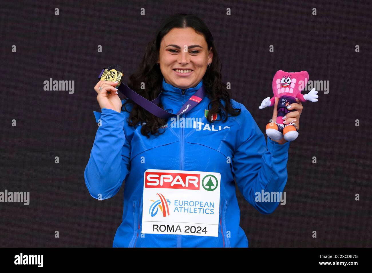 Sara Fantini of Italy celebrates during the medal ceremony of the ...