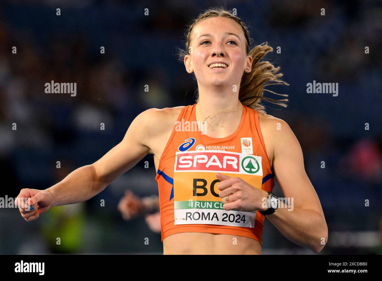 Femke Bol of The Netherlands celebrates after competing in the 400m ...