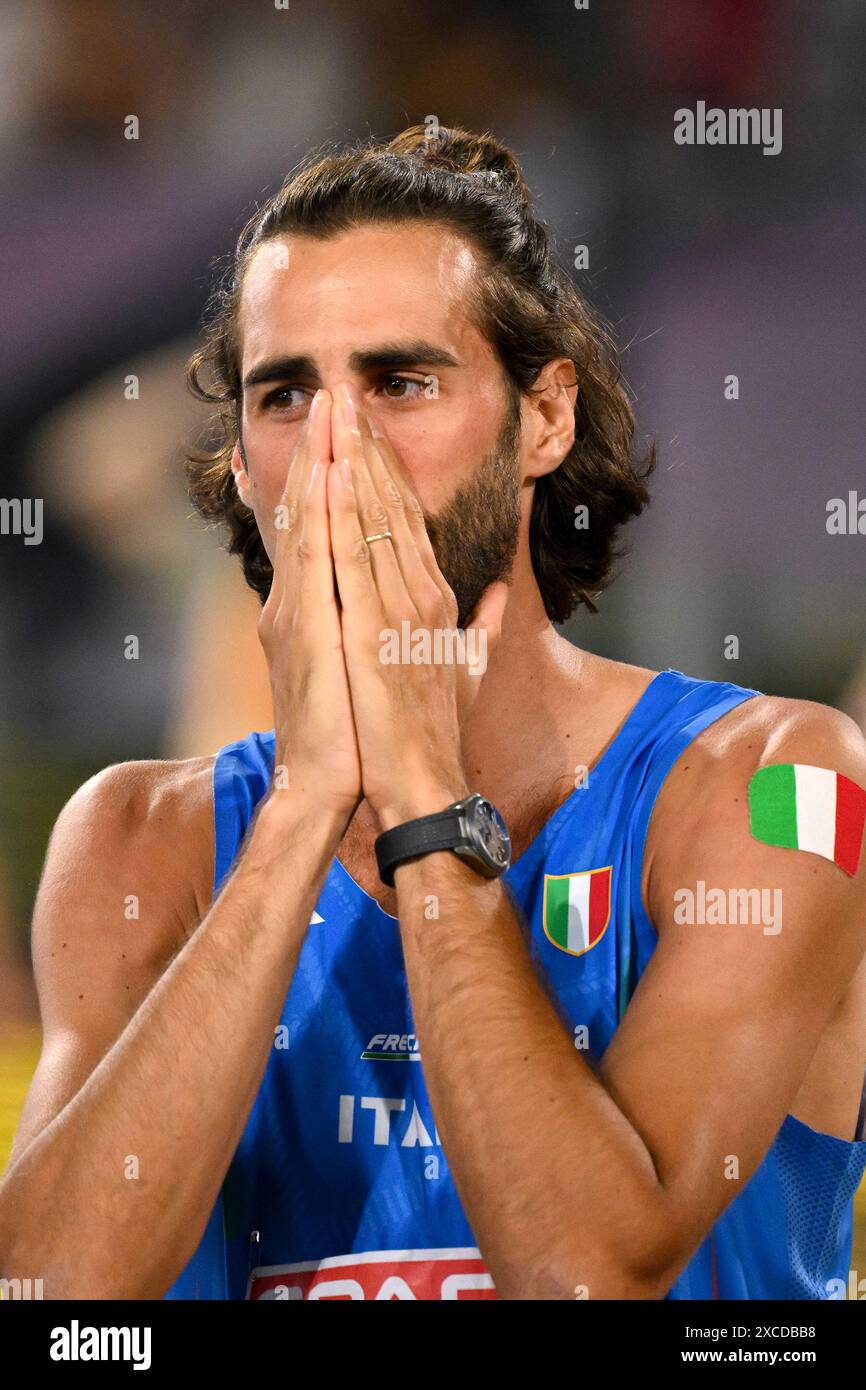 Gianmarco Tamberi Of Italy Reacts During The Mens High Jump Final Of