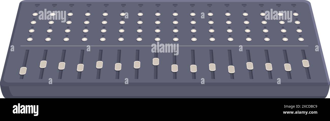 Professional audio mixer console panel with adjusting knobs is lying and waiting for a sound ...
