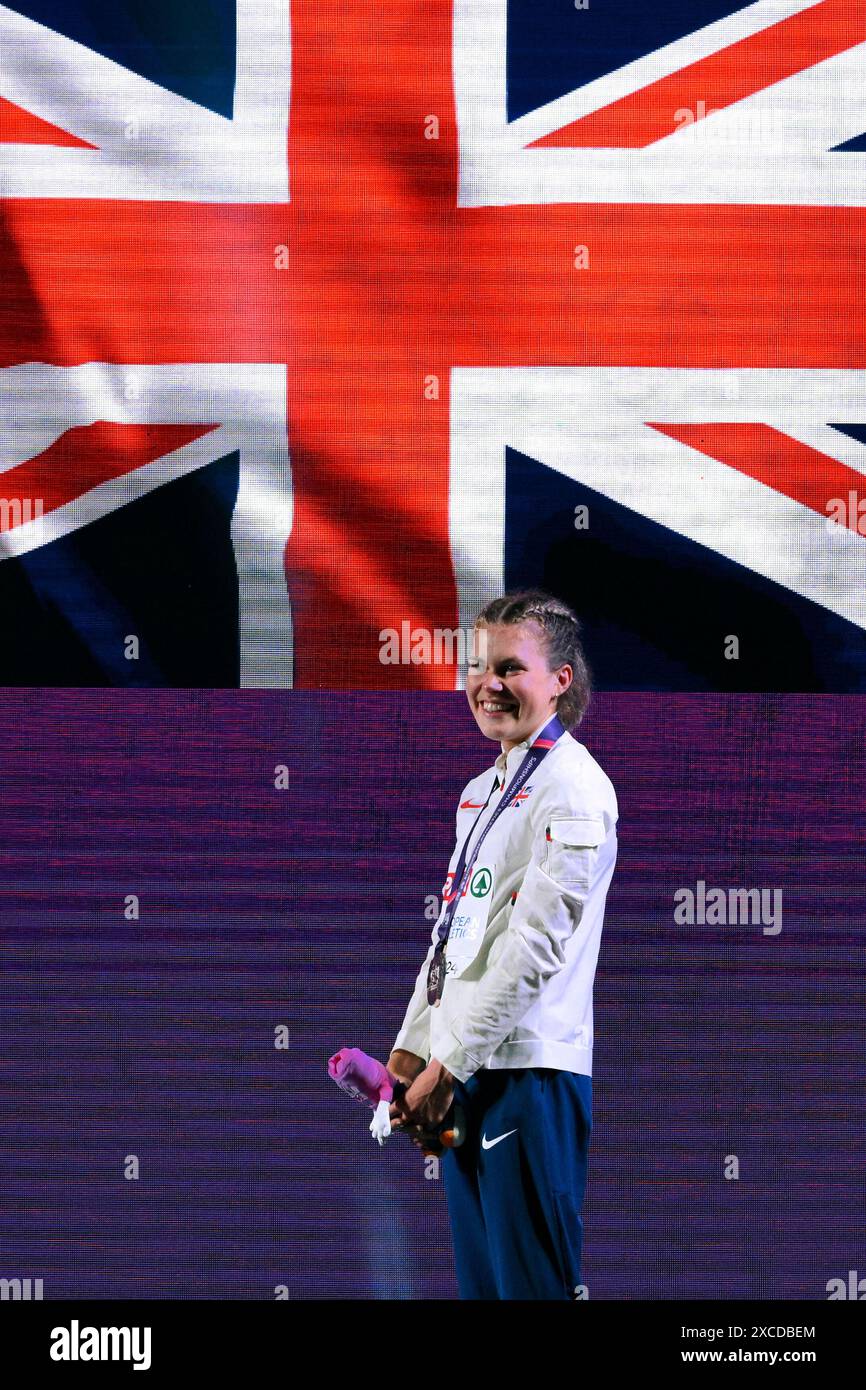 Megan Keith of Great Britain during the medal ceremony of the 10000m ...