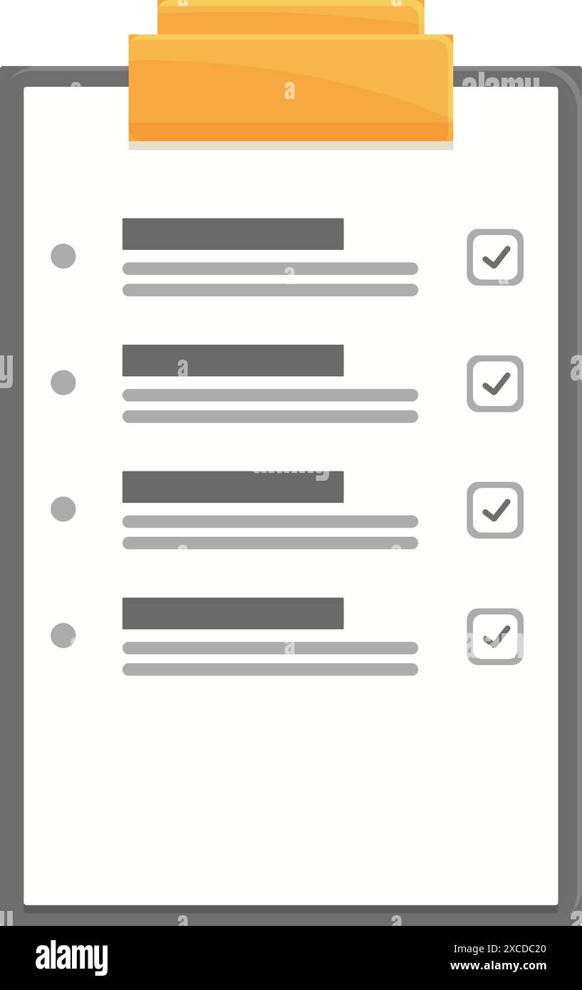 Clipboard is showing a checklist with check marks, representing task management, productivity ...