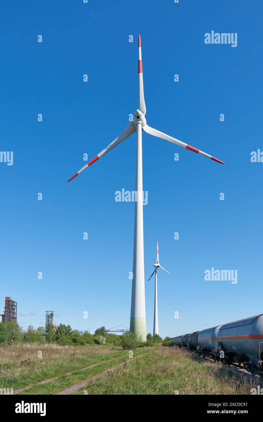 Enercon wind turbines on the Steinkopfinsel in the north of the city of ...