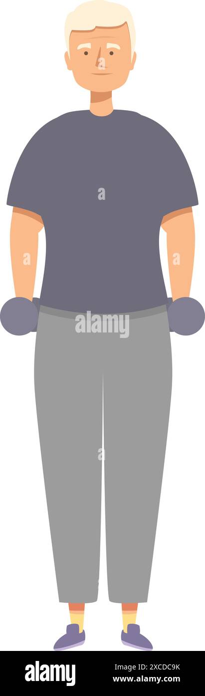 Senior man is lifting weights, embracing a healthy lifestyle and staying active in his later ...