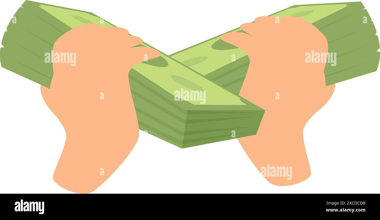 Two hands holding big stacks of cash money, financial success and ...