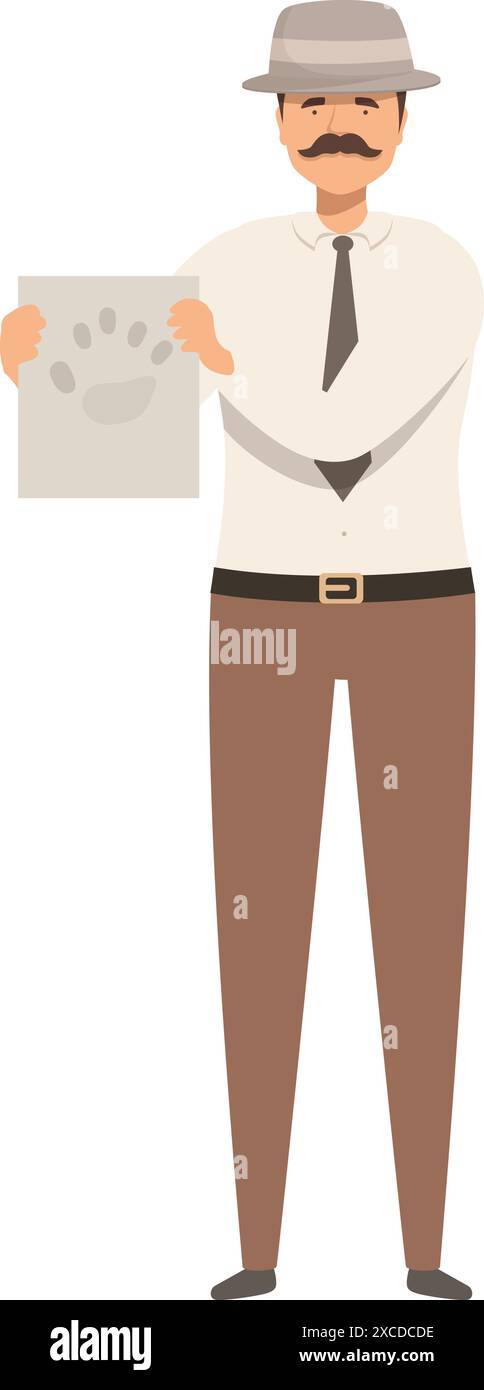 Detective showing animal paw print evidence, investigation of crime ...