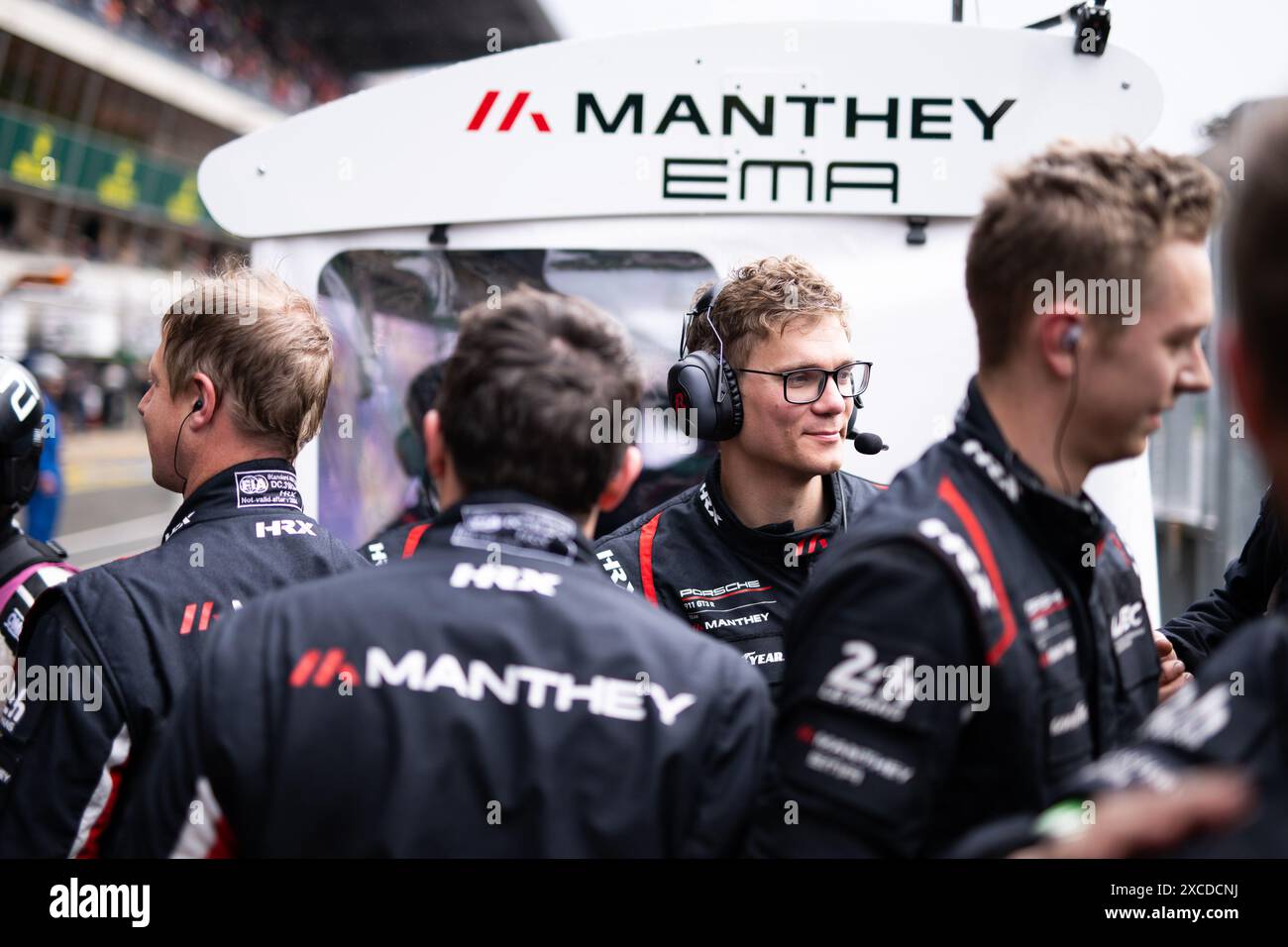Le Mans, France. 16th June, 2024. Porsche Manthey Purerxcing celebrates ...