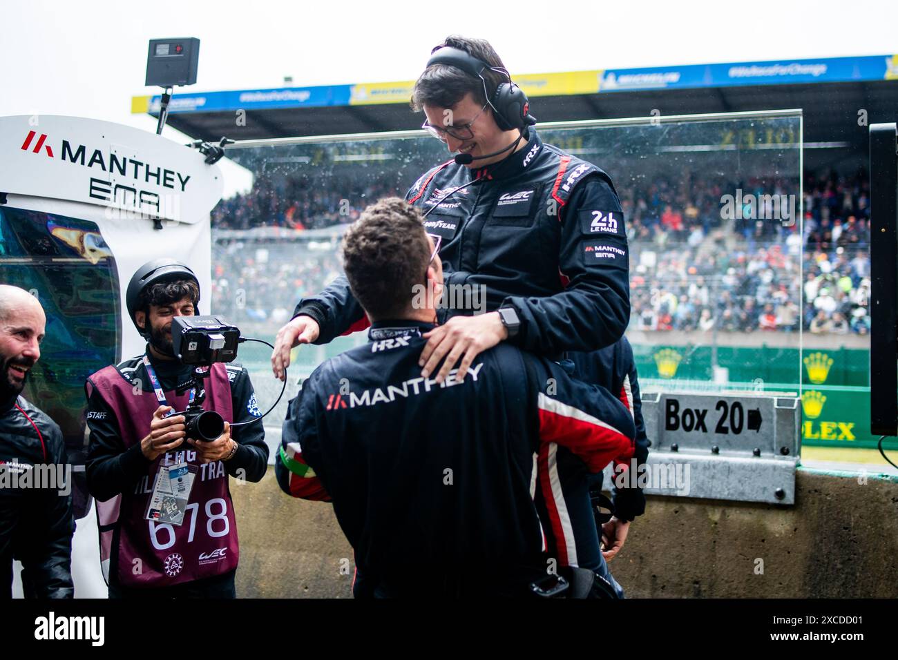 Le Mans, France. 16th June, 2024. Porsche Manthey Purerxcing celebrates ...