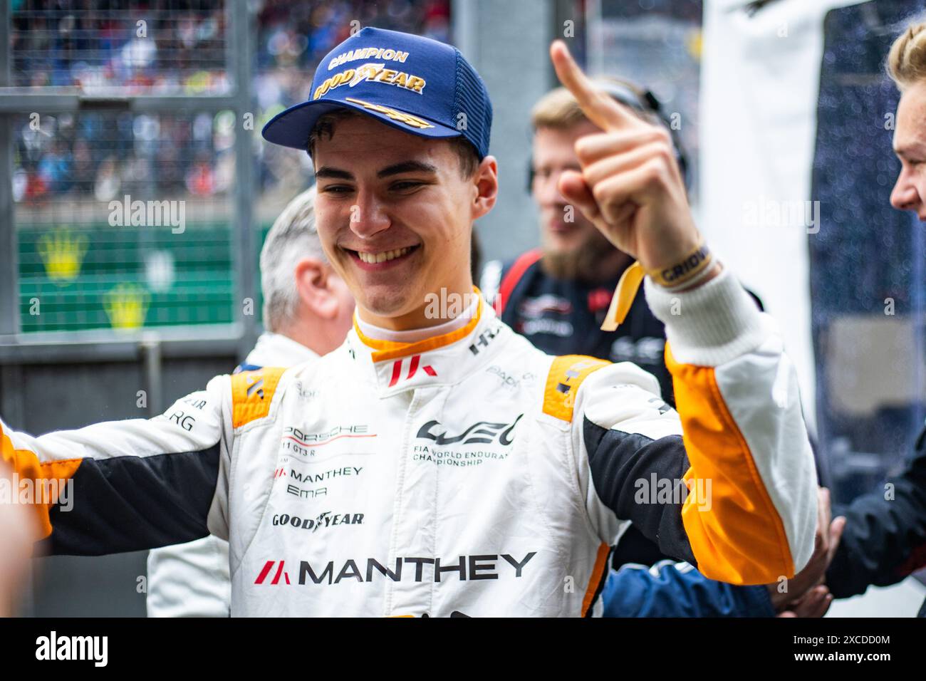 Le Mans, France. 16th June, 2024. Porsche Manthey Purerxcing celebrates ...