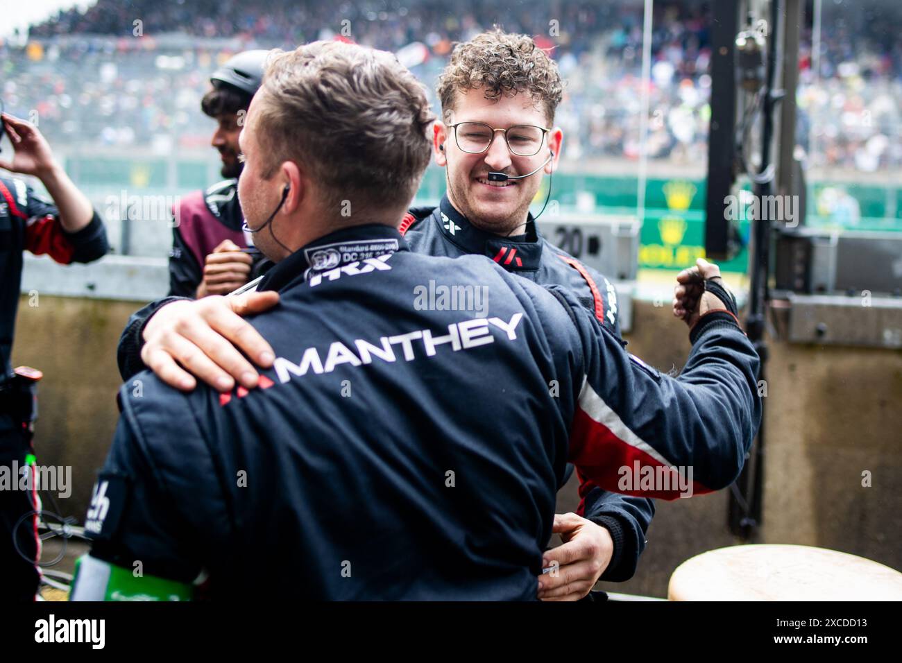 Le Mans, France. 16th June, 2024. Porsche Manthey Purerxcing celebrates ...