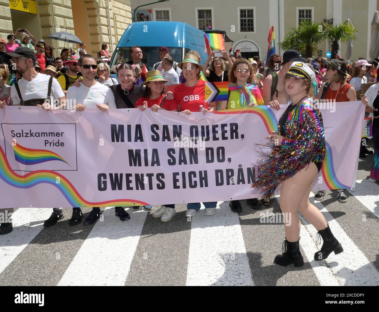Erste Salzkammergut Pride Parade in Bad Ischl, am 15.06.2024. Das Bild ...