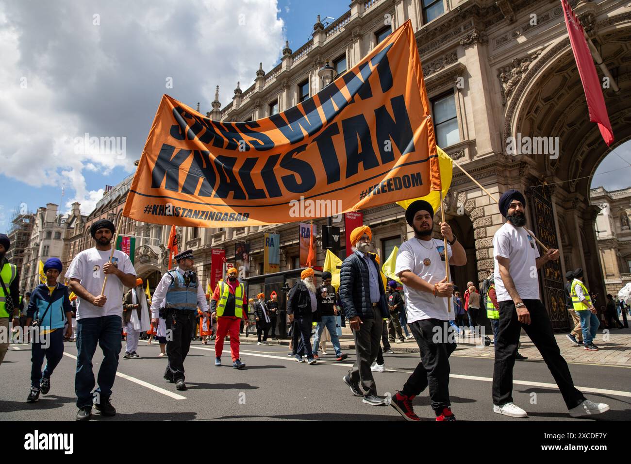 London, UK, 16th June 2024. British Sikhs march through Central London ...