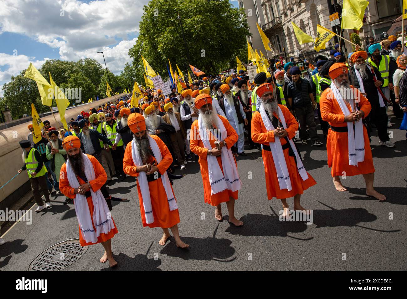 London, UK, 16th June 2024. British Sikhs march through Central London ...