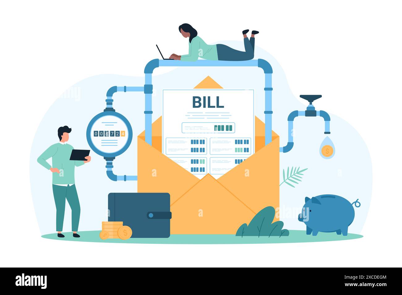 Smart energy meter and woman Stock Vector Images - Alamy