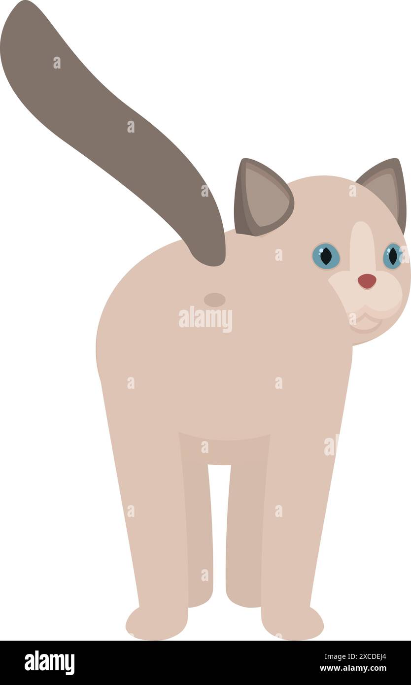 Adorable cartoon cat wagging its tail and looking back over its ...