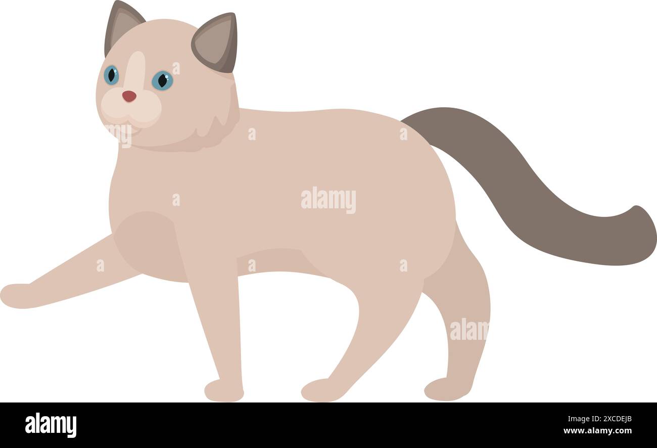 Illustration of a beige cat walking with its paw raised Stock Vector ...