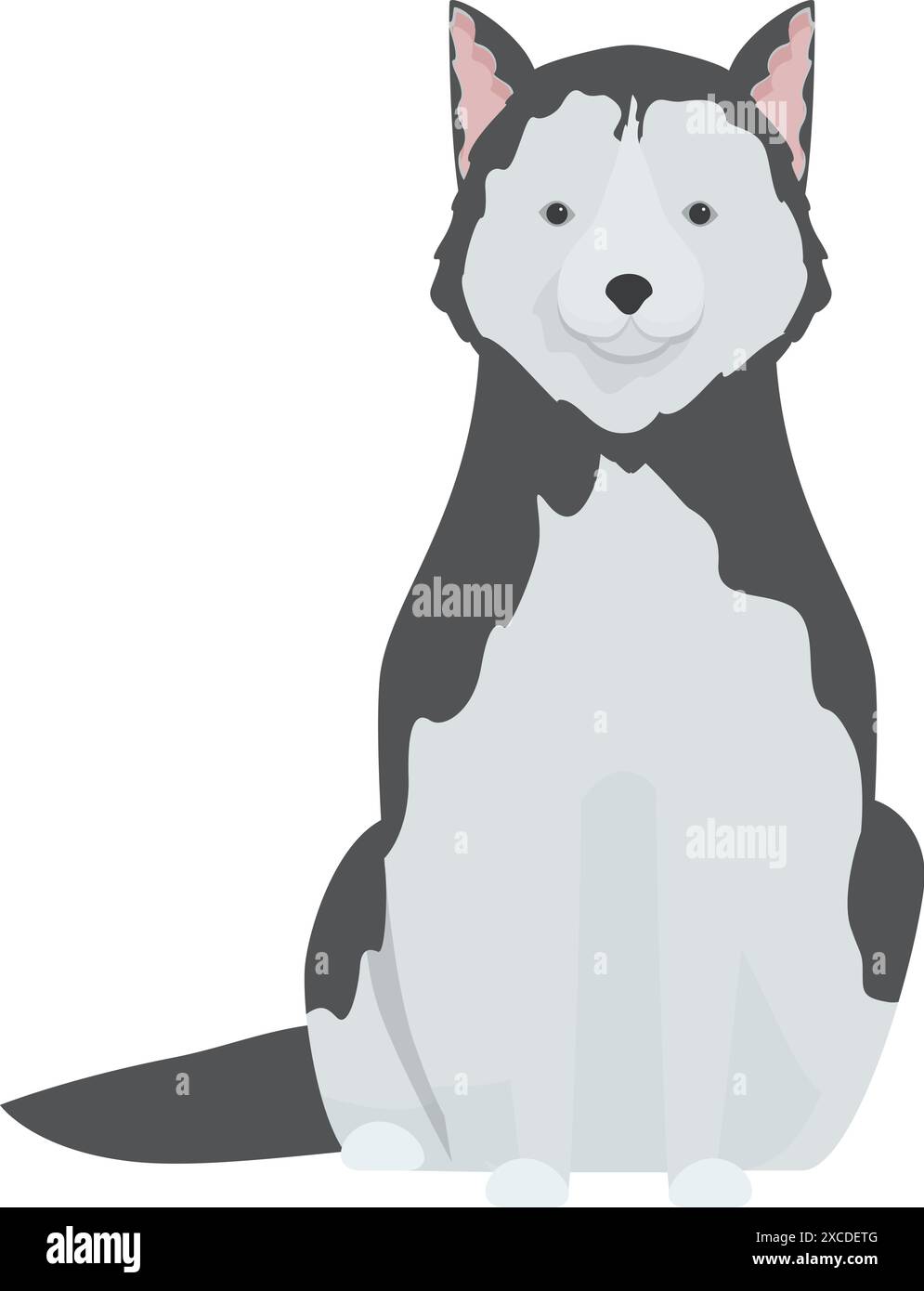 Cartoon husky dog sitting and looking happy with its tongue out Stock ...