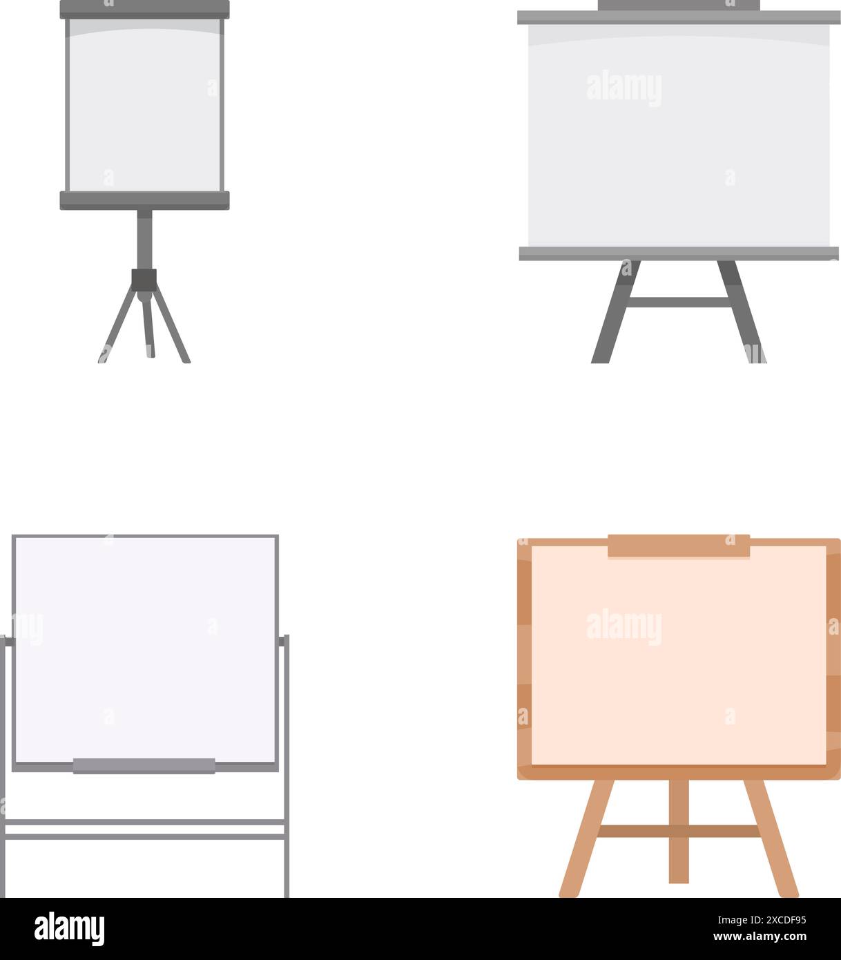 Vector illustration of four different blank presentation boards and ...