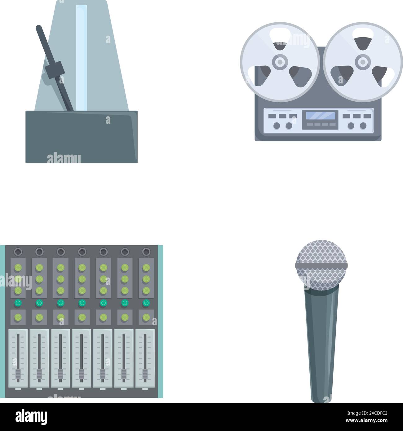 Collection of detailed music recording equipment icons including a ...