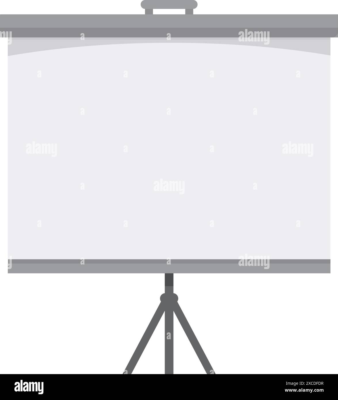 Blank projection screen is standing on a tripod, ready for an important ...