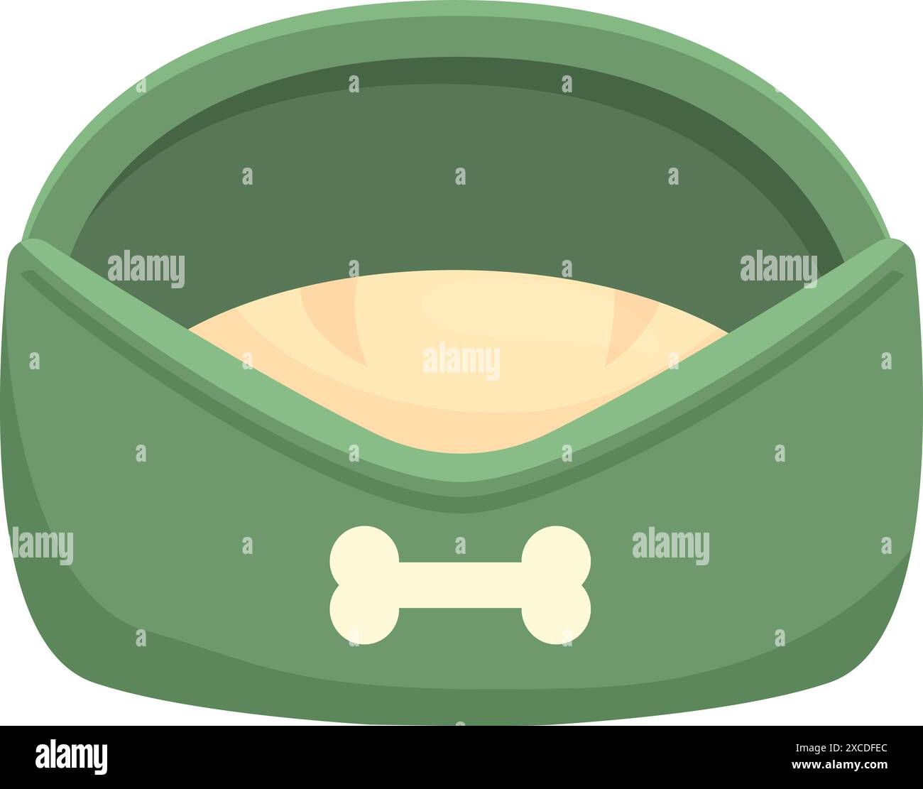 Green dog bed with bone sign is waiting for a pet to sleep Stock Vector ...