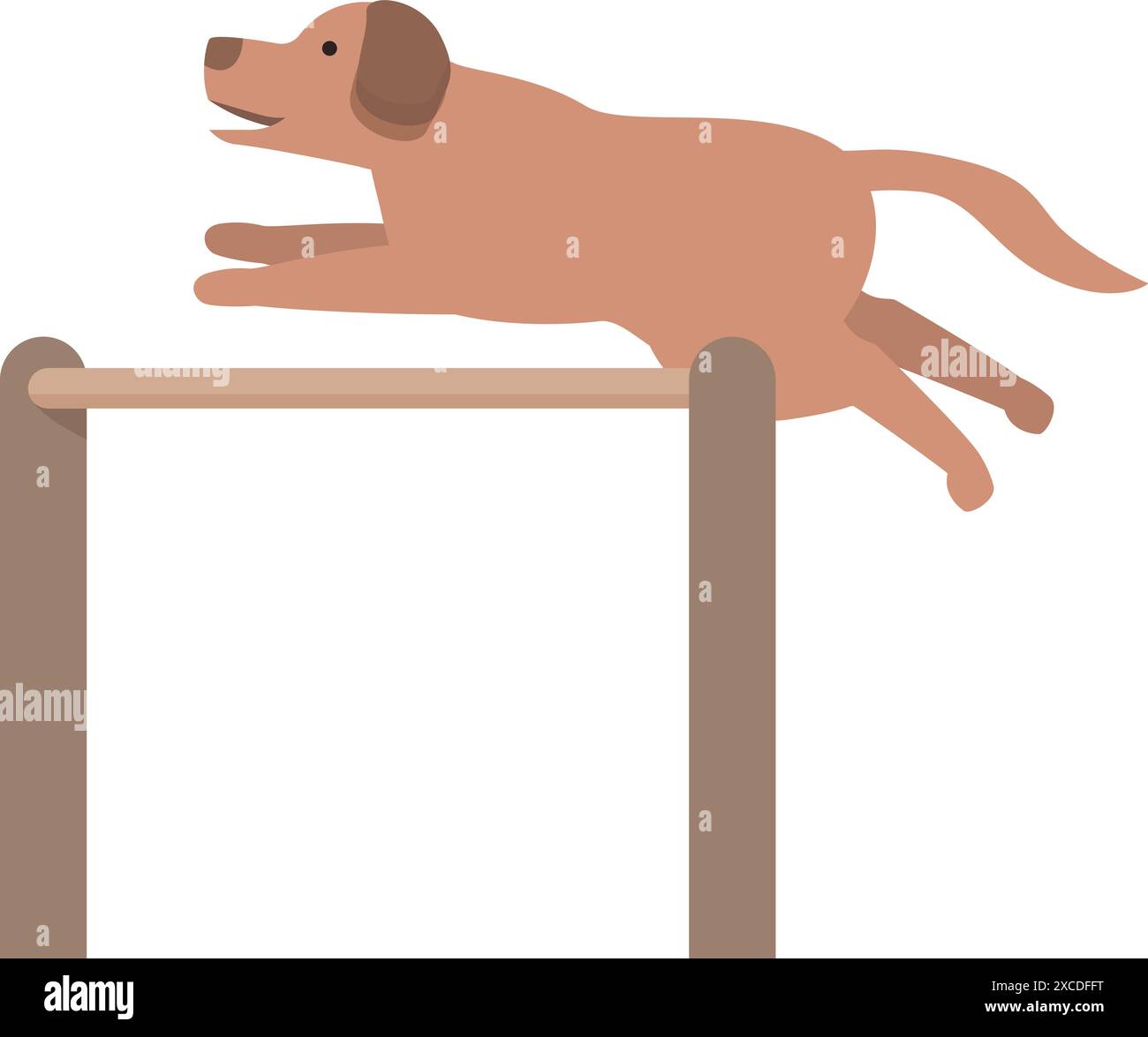 Brown dog jumping over an obstacle on a white background Stock Vector ...