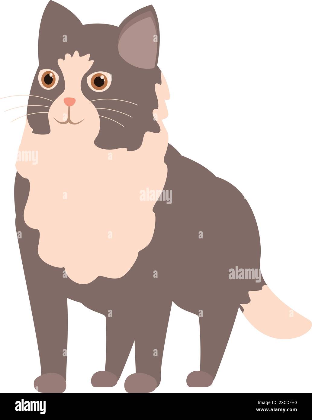 Illustration of a cute cat standing with its tail slightly raised ...