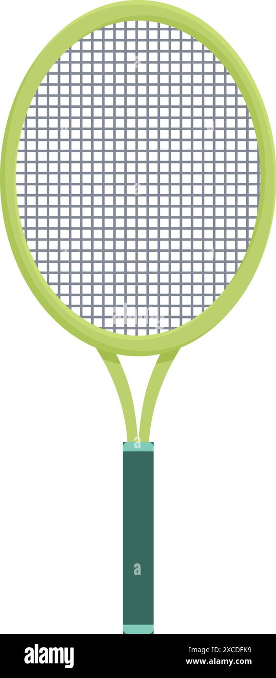 Green tennis racket with black handle standing up isolated Stock Vector ...