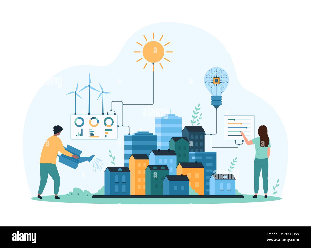 Cartoon illustration future urban air hi-res stock photography and ...