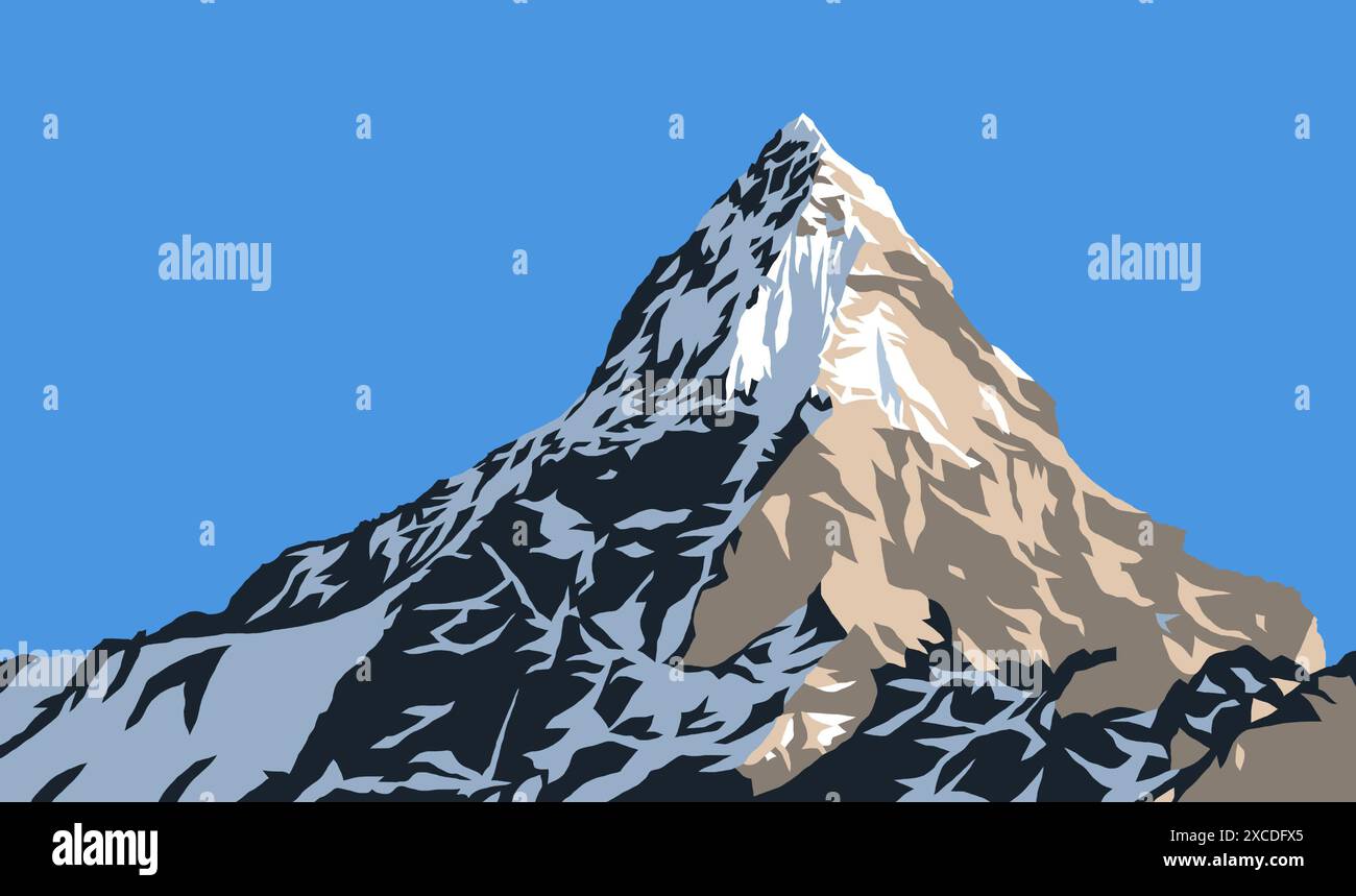 illustration of a mountain in the shape of a pyramid, Himalayas ...