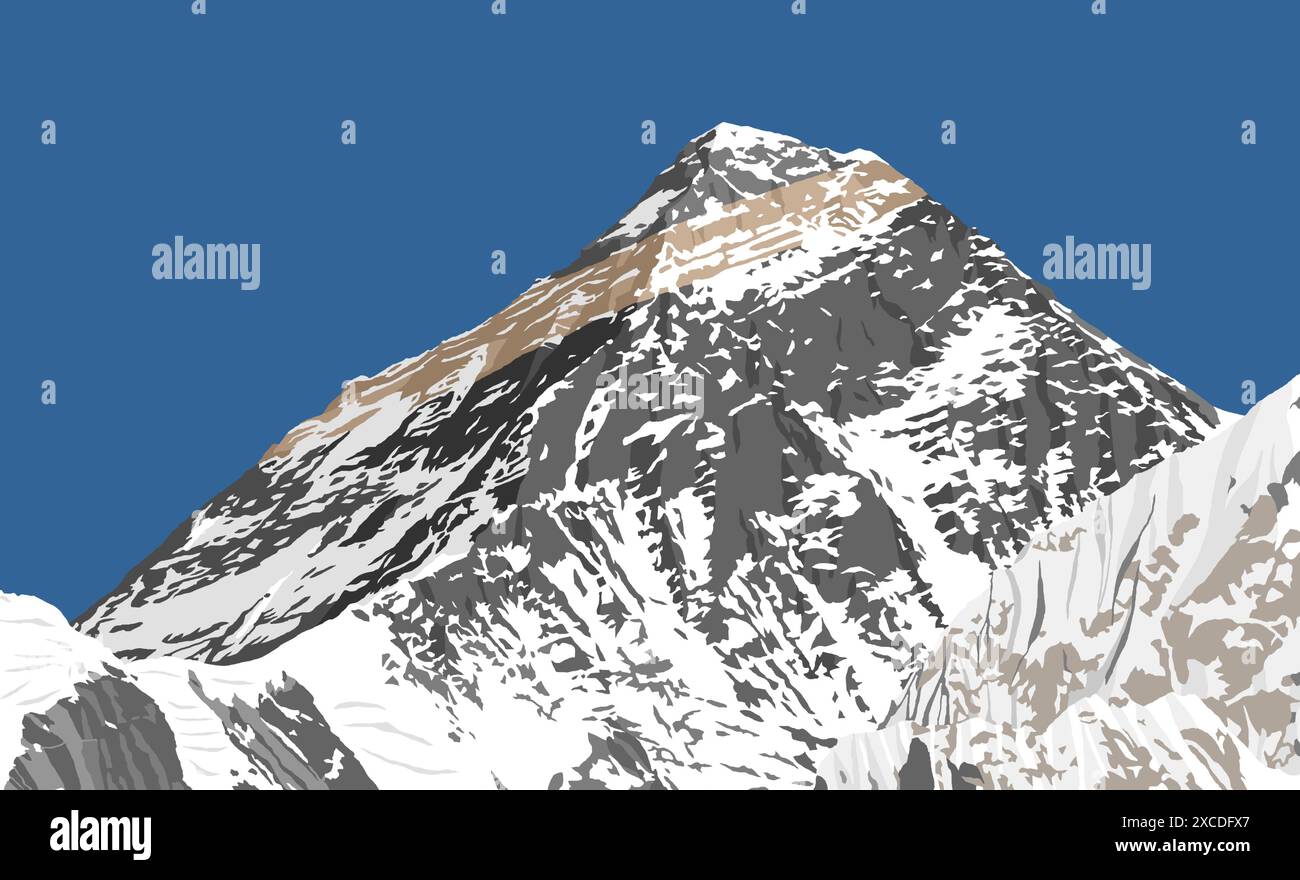 mount Everest from Nepal side as seen from gokyo, illustration, Mt ...