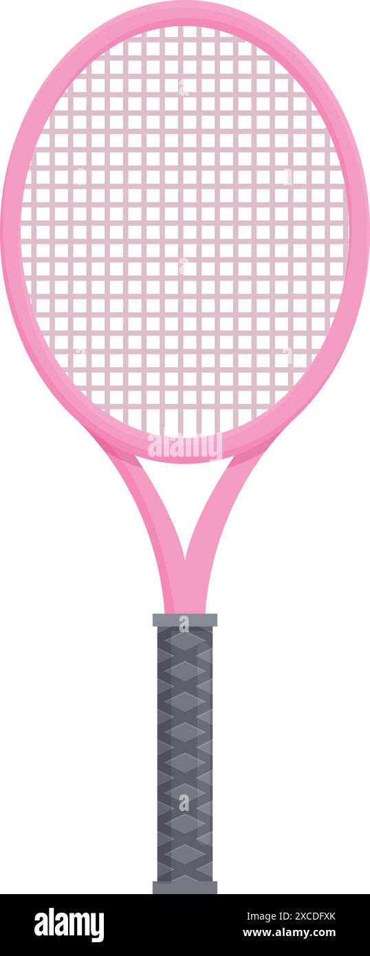 Pink tennis racket standing up on white background, tennis equipment ...