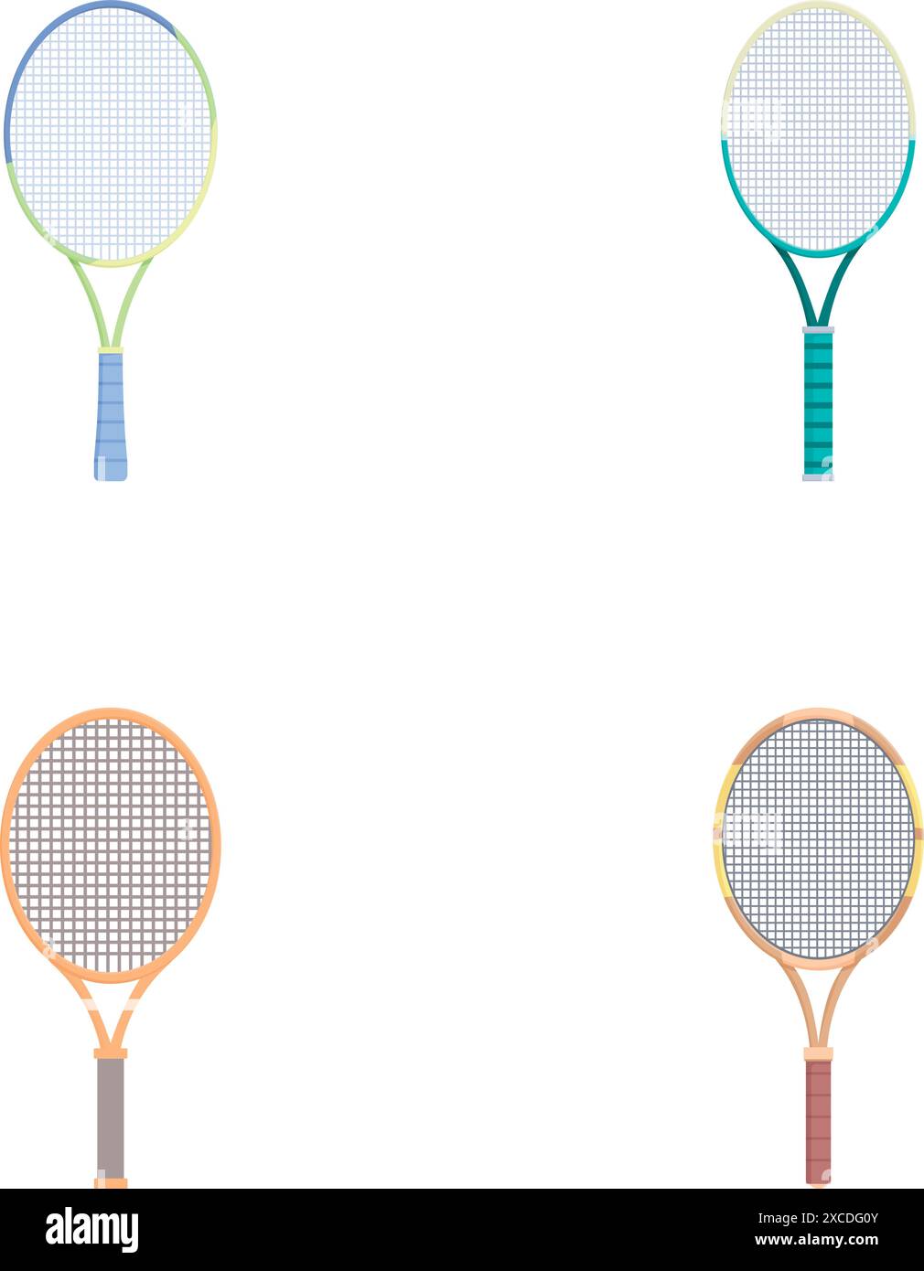 Collection of colorful flat design icons for tennis, squash, and other ...