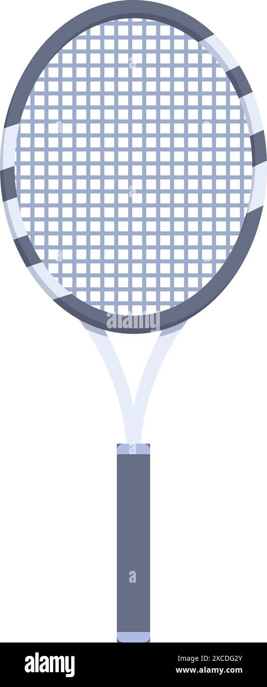 Tennis racket standing up, showing the strings and handle, isolated on ...