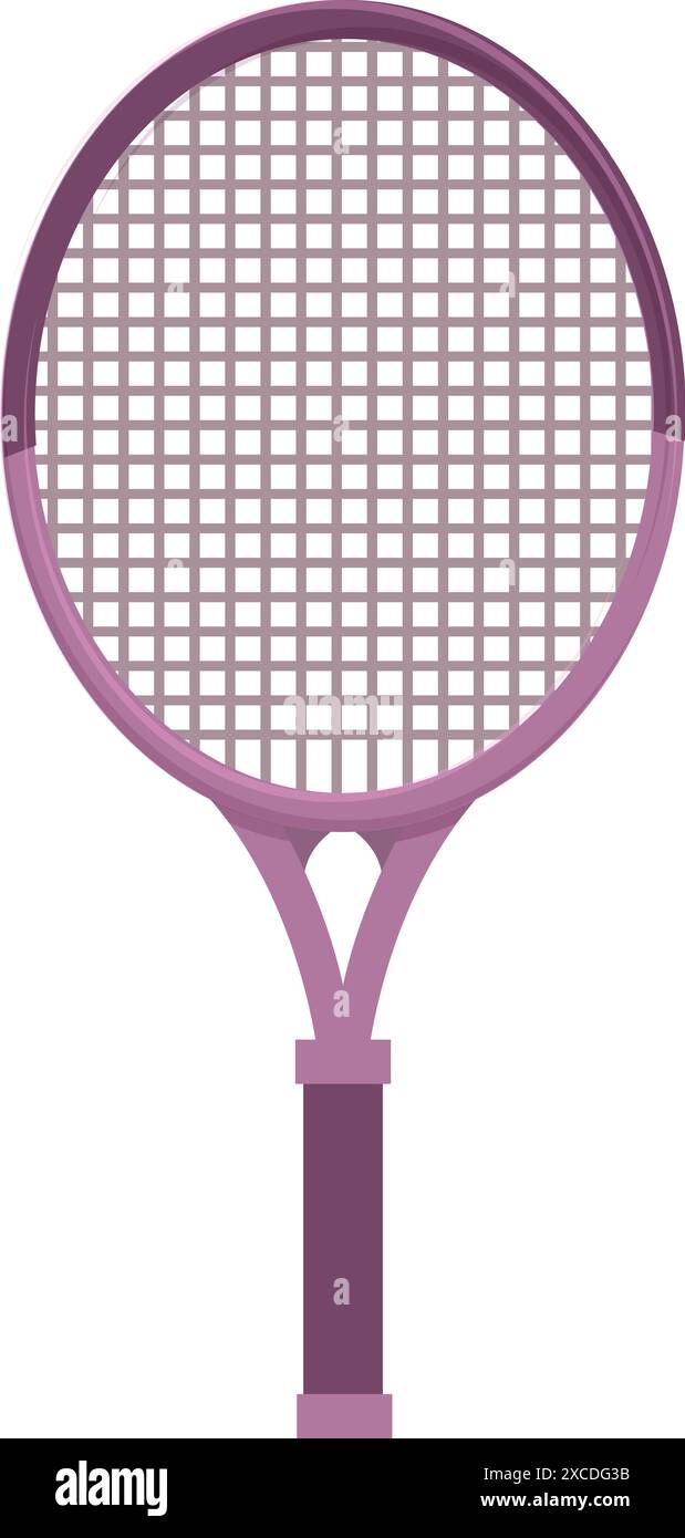 Simple illustration of a purple tennis racket, standing up on a white ...